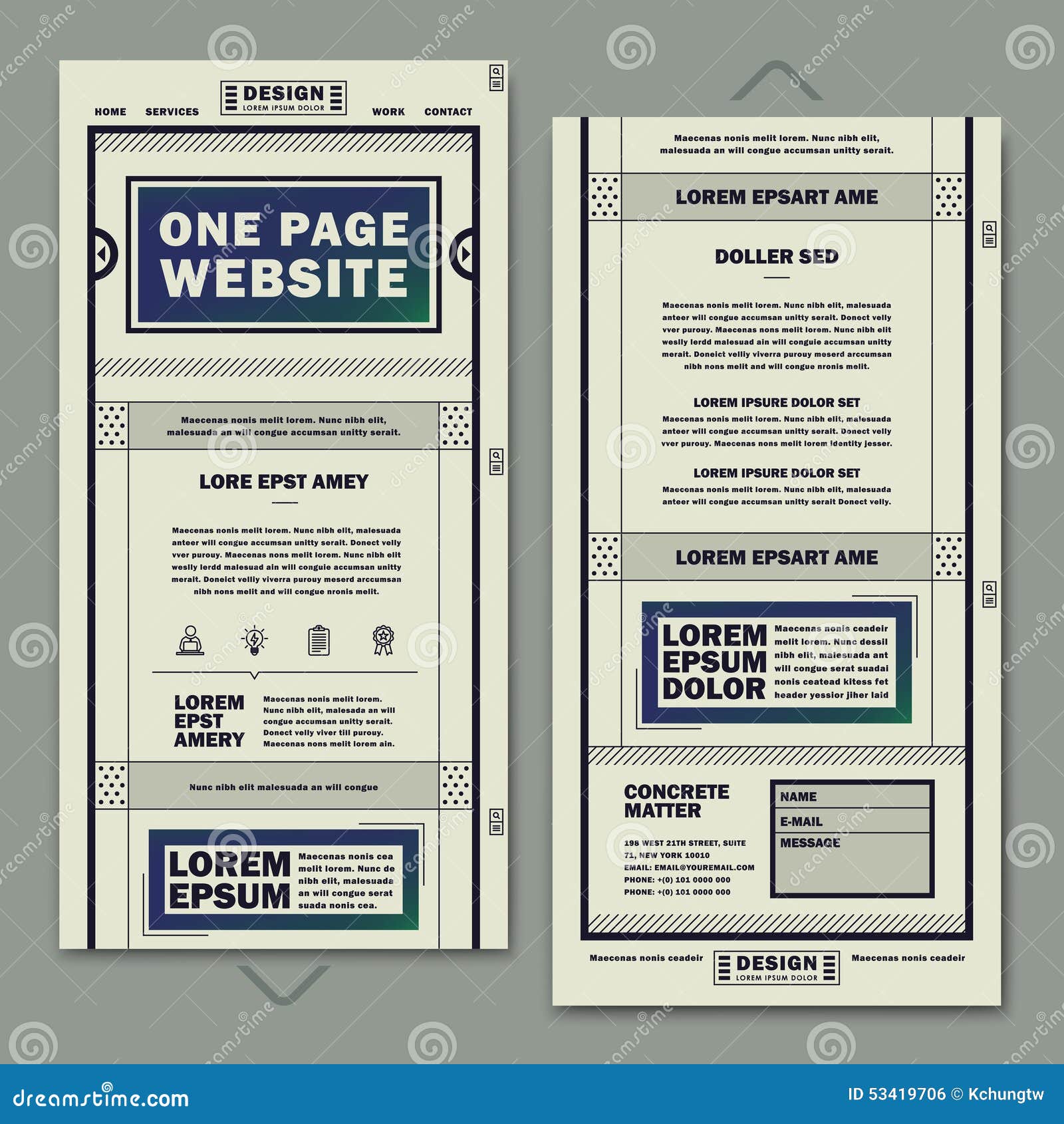 Retro One Page Website Template Design Stock Vector - Illustration of ...