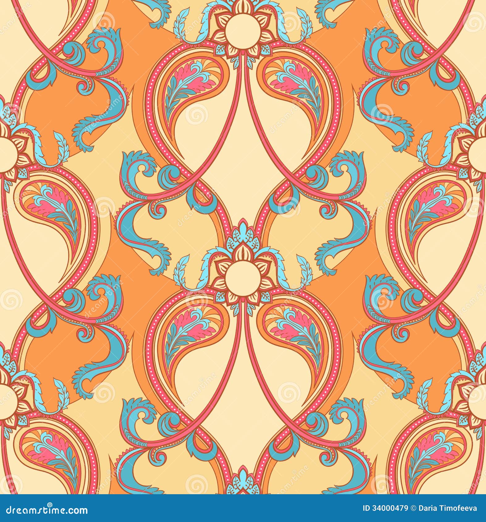 Retro oranje patroon vector illustratie. Illustration of bloeit - 34000479