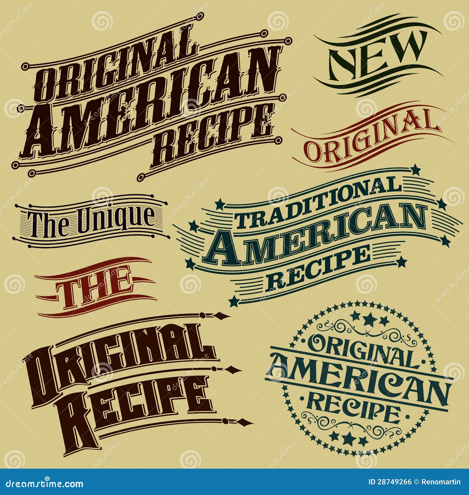 Retro Original Recipe Calligraphic Designs Stock Vector - Illustration ...