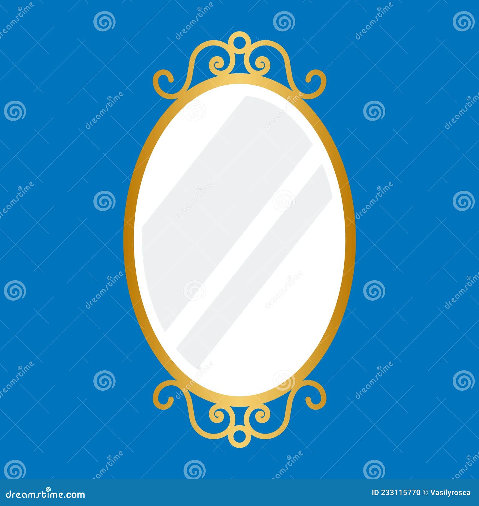 Retro Oval Mirror Icon. Mirror Frame Decoration Antique Ornament Vector ...