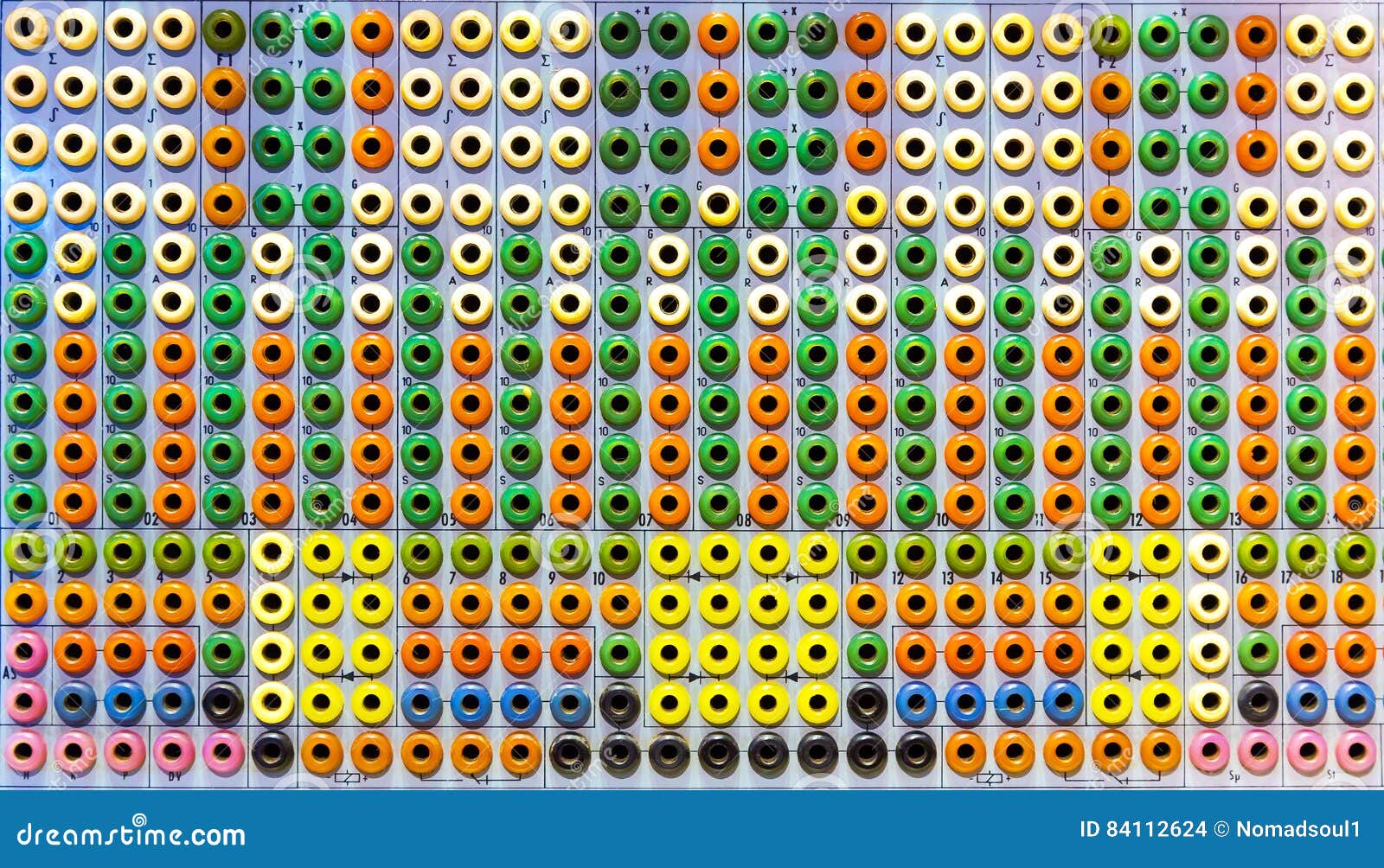 Retro Panel with Many Colorful Jacks Editorial Stock Image - Image of ...