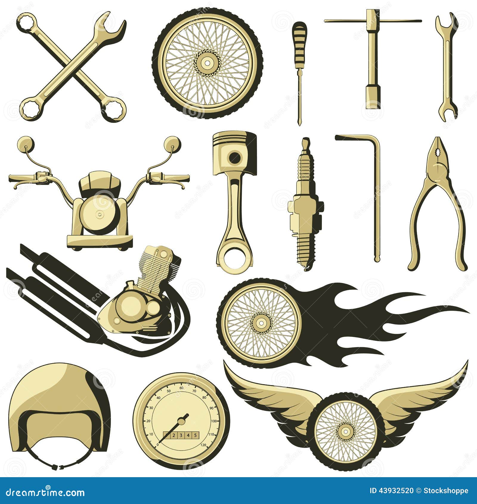 Retro parti del motore illustrazione vettoriale. Illustrazione di ...