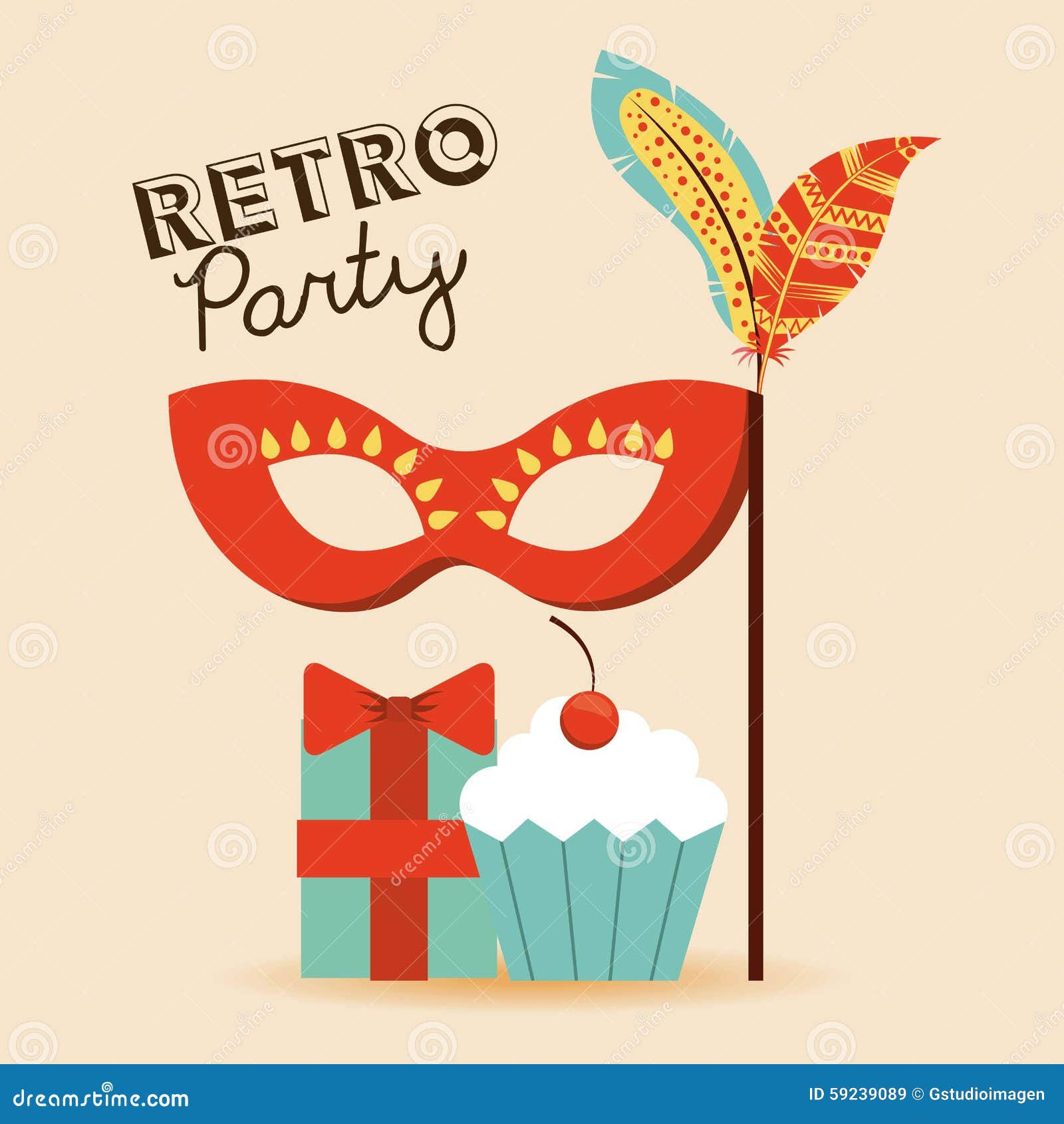 Retro party celebration stock vector. Illustration of vintage - 59239089
