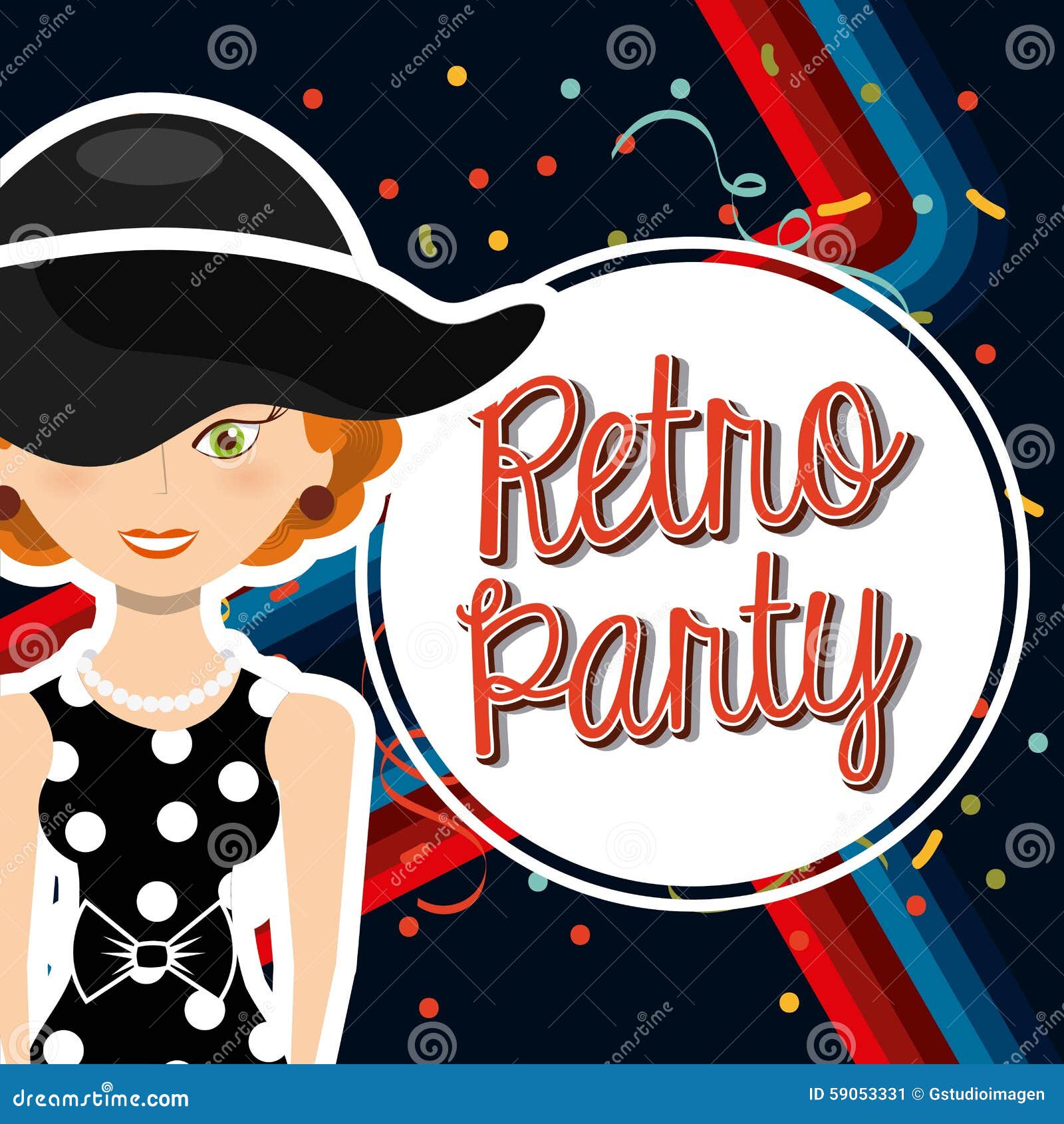 Retro party stock vector. Illustration of avatar, background - 59053331