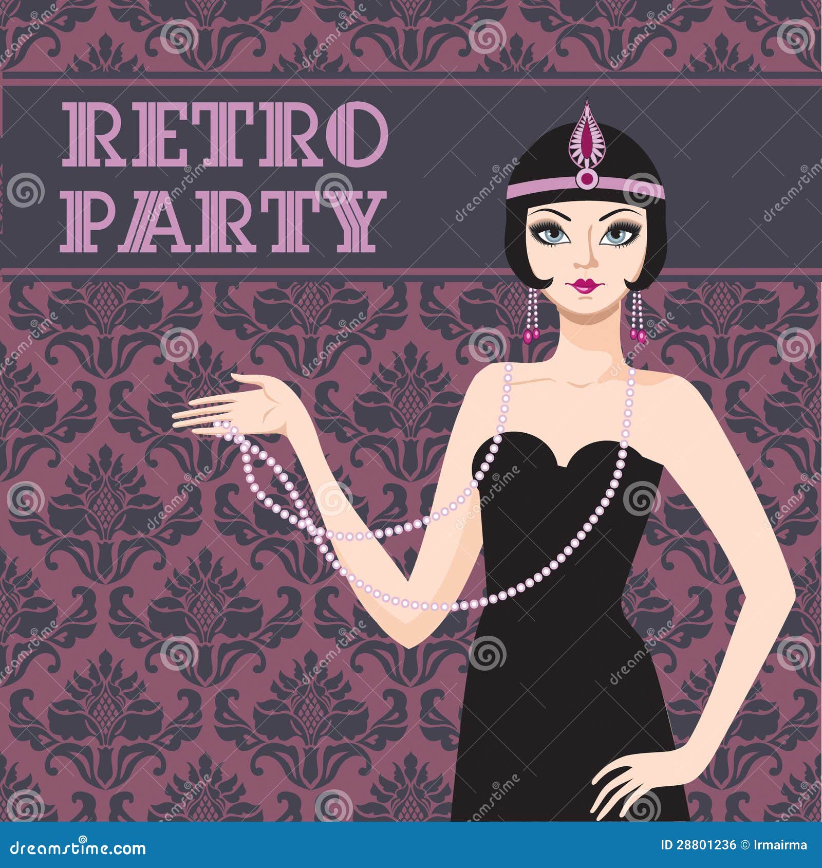 Retro party invitation stock illustration. Illustration of deco - 28801236