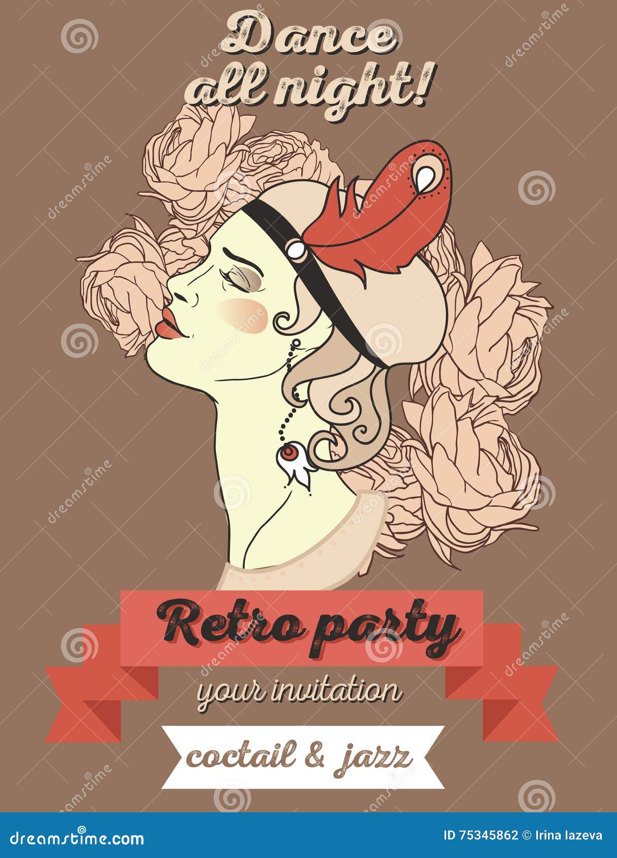 Retro Party Invitation Design with Sample Text Stock Vector ...