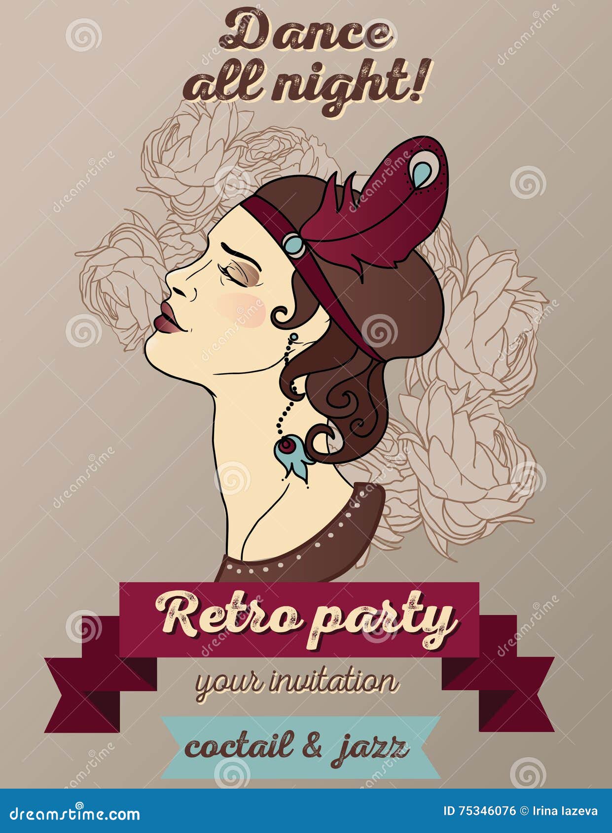 Retro Party Invitation Design with Sample Text Stock Vector ...