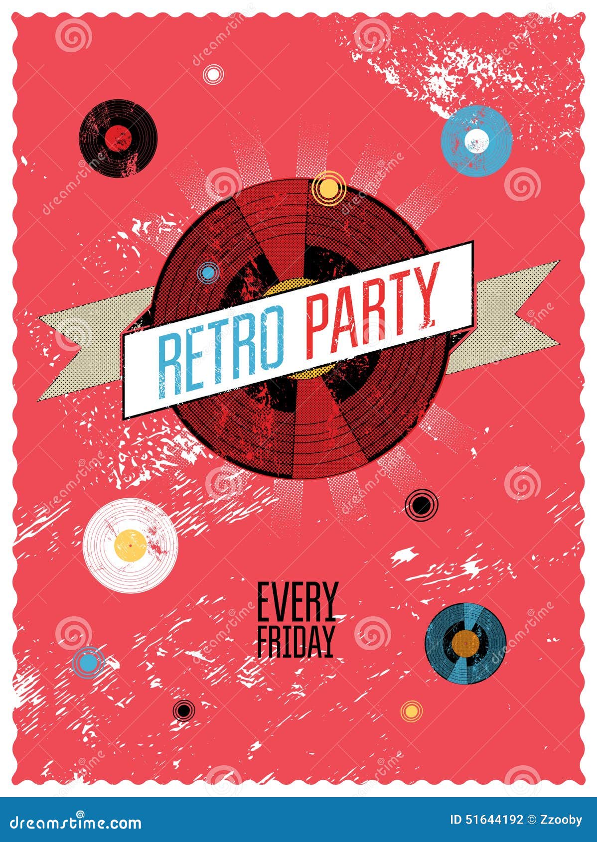 Retro Party Poster Design. Vector Illustration. Stock Vector ...