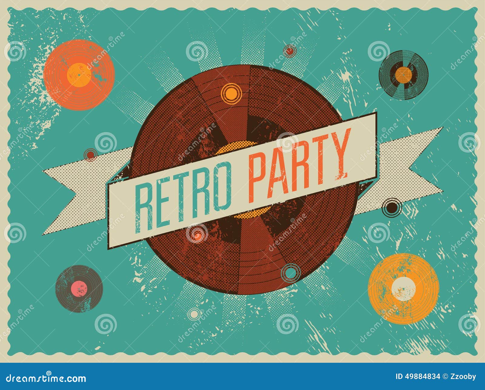Retro Party Poster Design. Vector Illustration. Stock Vector ...