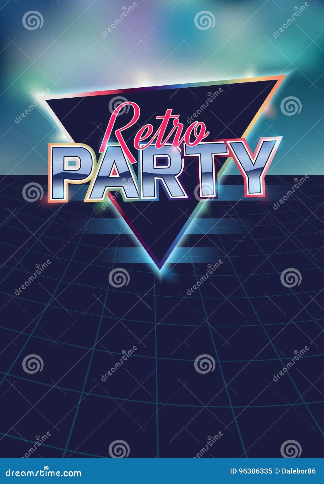 Retro Party Poster Template. Stock Vector - Illustration of copy, shiny ...