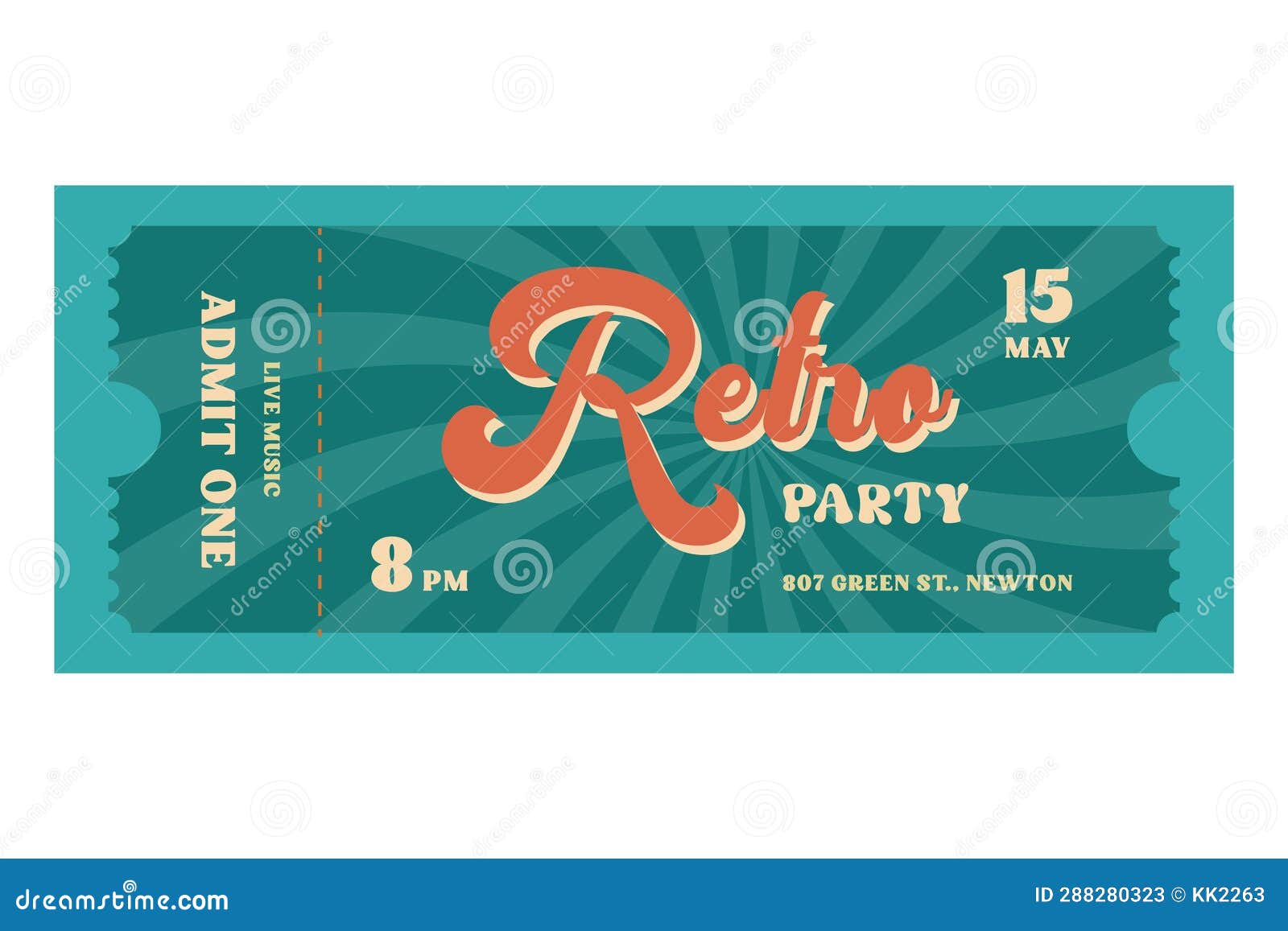 Retro party ticket stock vector. Illustration of certificate - 288280323
