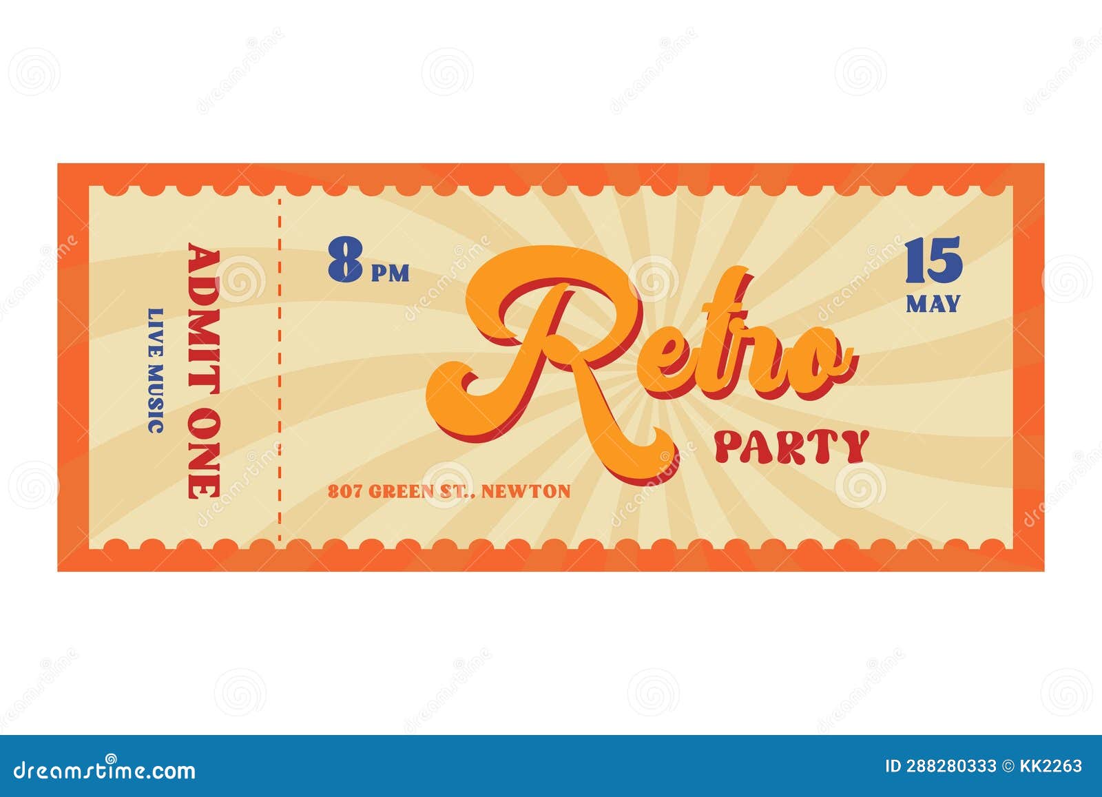 Retro party ticket stock illustration. Illustration of pass - 288280333