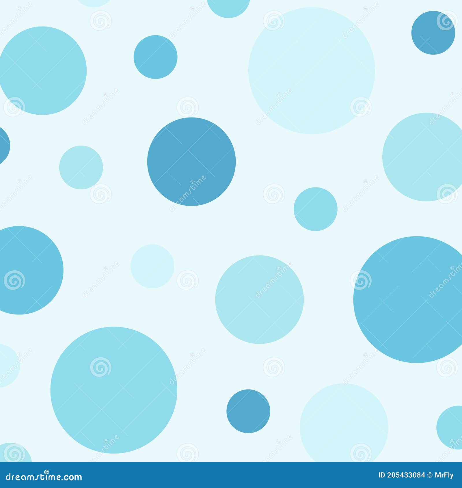 Retro Pastel Blue Colour Circles Seamless Pattern, Vector Illustration ...