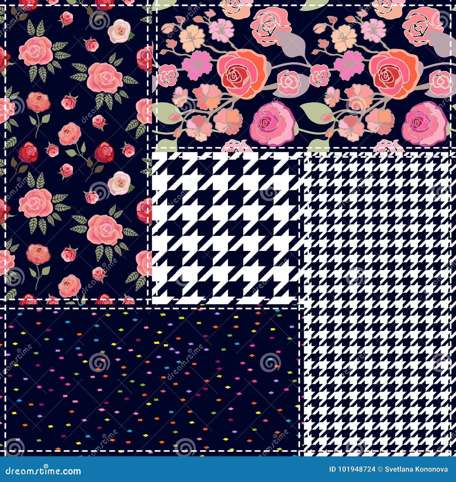 Retro patchwork design. stock vector. Illustration of artsy - 101948724