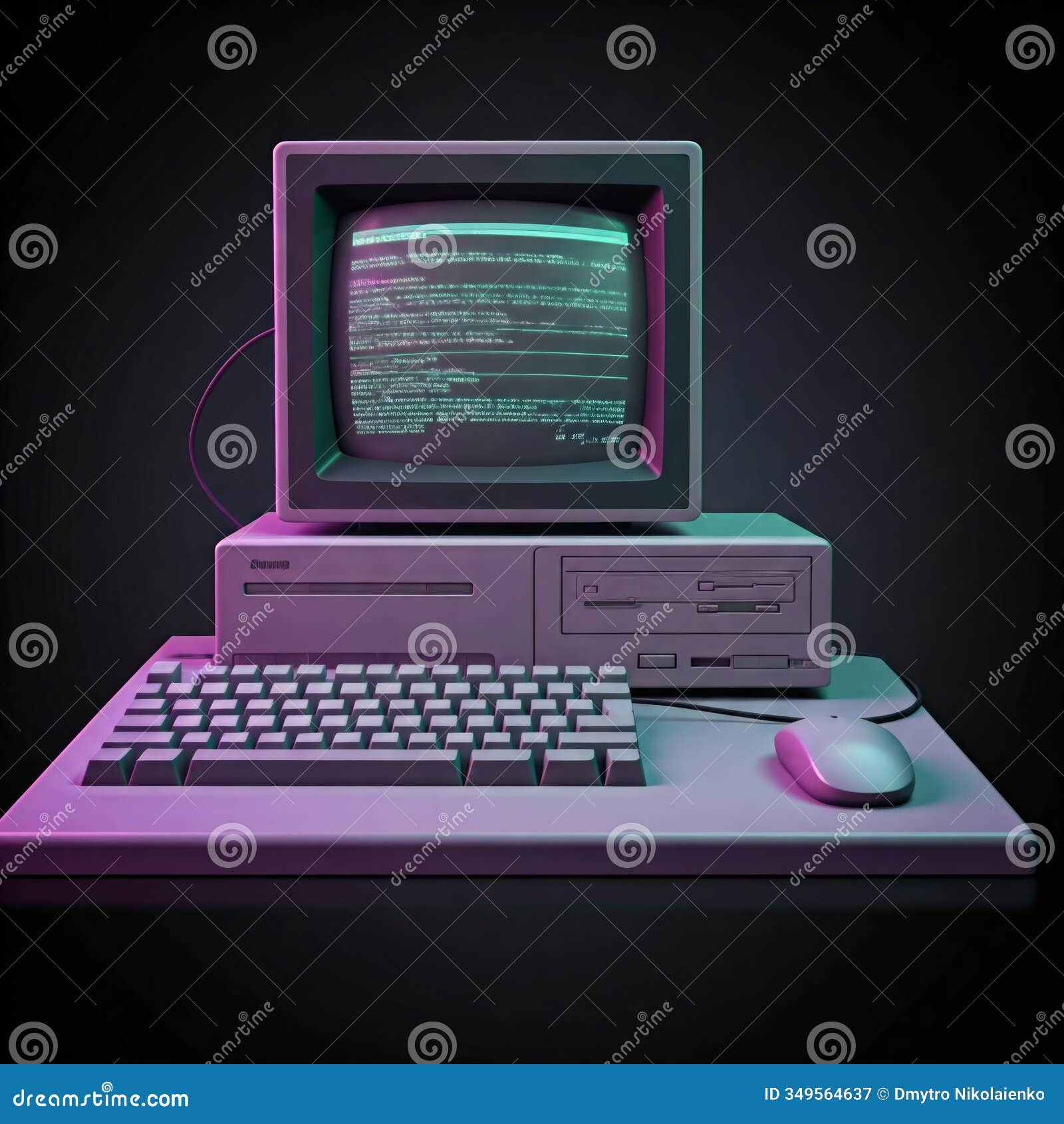 Retro PC Aesthetic. Synthwave Computer Setup. Retro Futuristic Tech ...