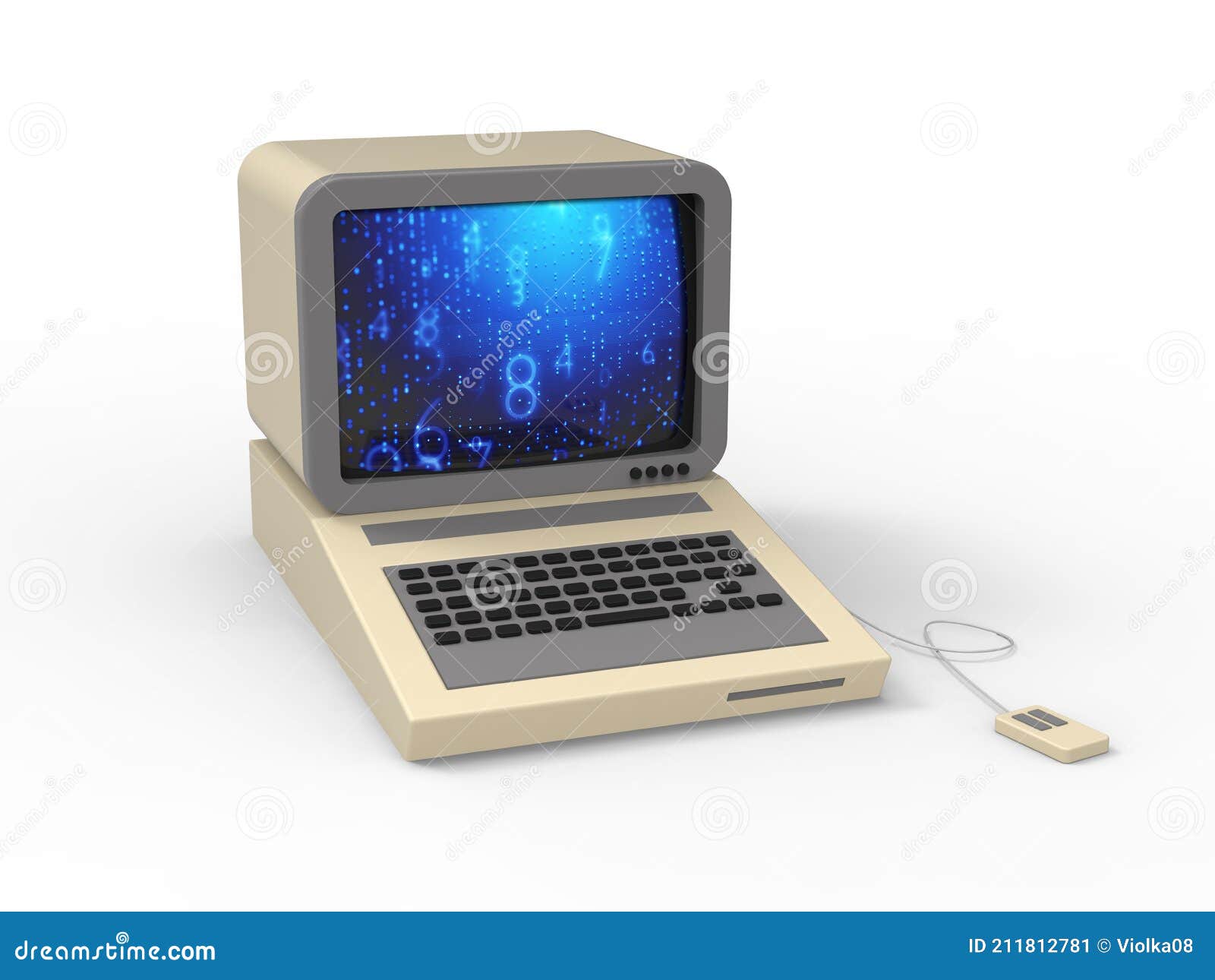 Retro PC Computer Desktop Concept with Futuristic Background on the ...
