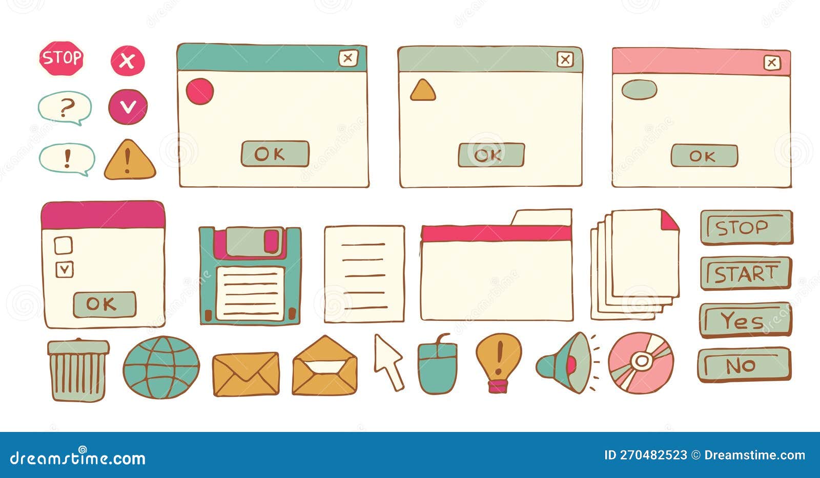 Retro Pc Elements, User Interface, Operating System, Windows, Icons in ...