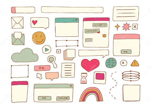 Retro Pc Elements, User Interface, Operating System, Windows, Icons in ...