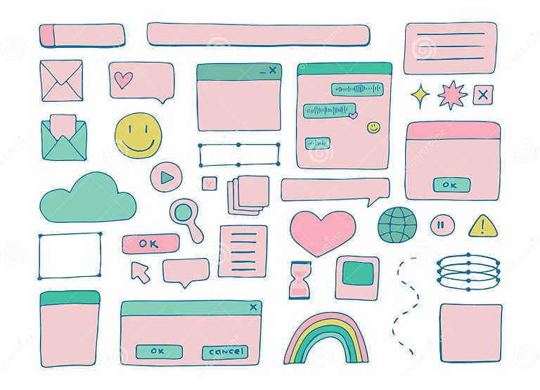 Retro Pc Elements, User Interface, Operating System, Windows, Icons in ...