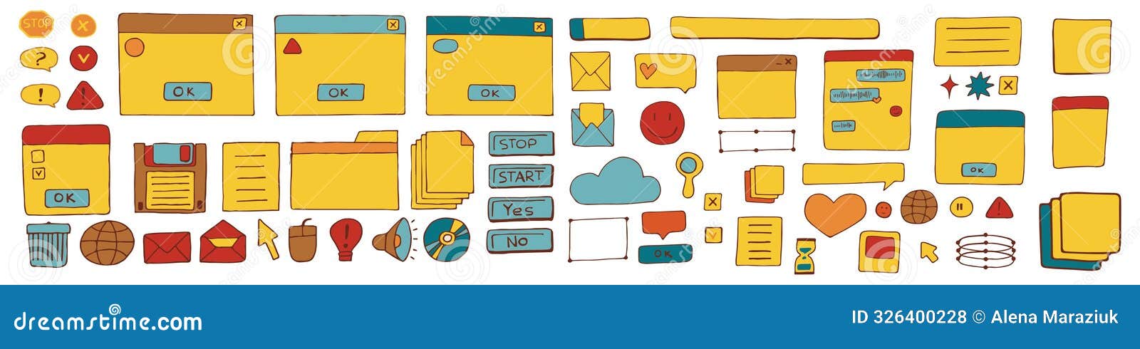 Retro Pc Elements, User Interface, Operating System, Windows, Icons in ...