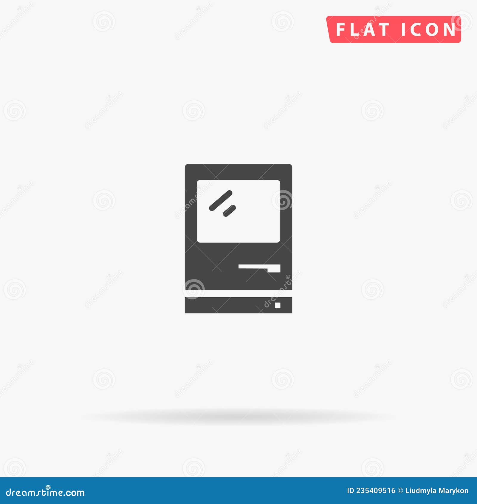 Retro Pc flat vector icon stock vector. Illustration of isolated ...