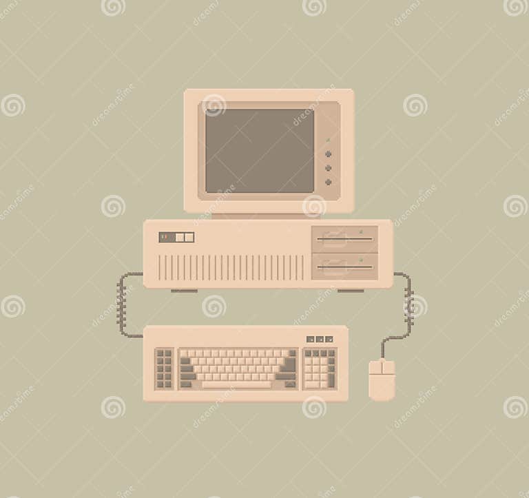 Retro PC Pixel Art Illustration Stock Vector - Illustration of cable ...