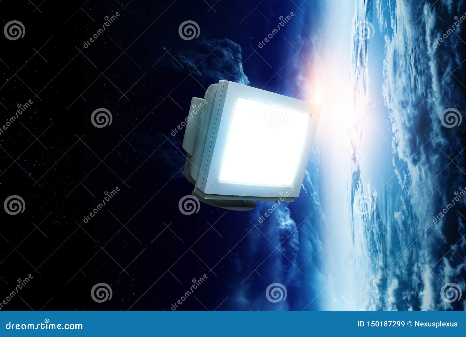 Retro Pc Screen Flying in Space Stock Image - Image of analog, vintage ...