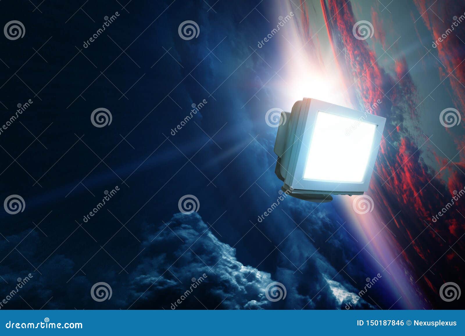 Retro Pc Screen Flying in Space Stock Photo - Image of star, planet ...