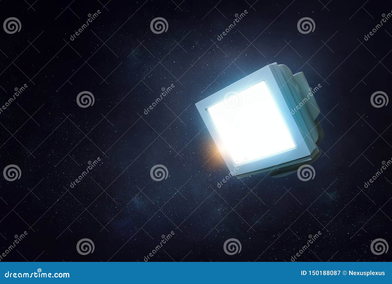 Retro Pc Screen Flying in Space Stock Image - Image of blue, frame ...