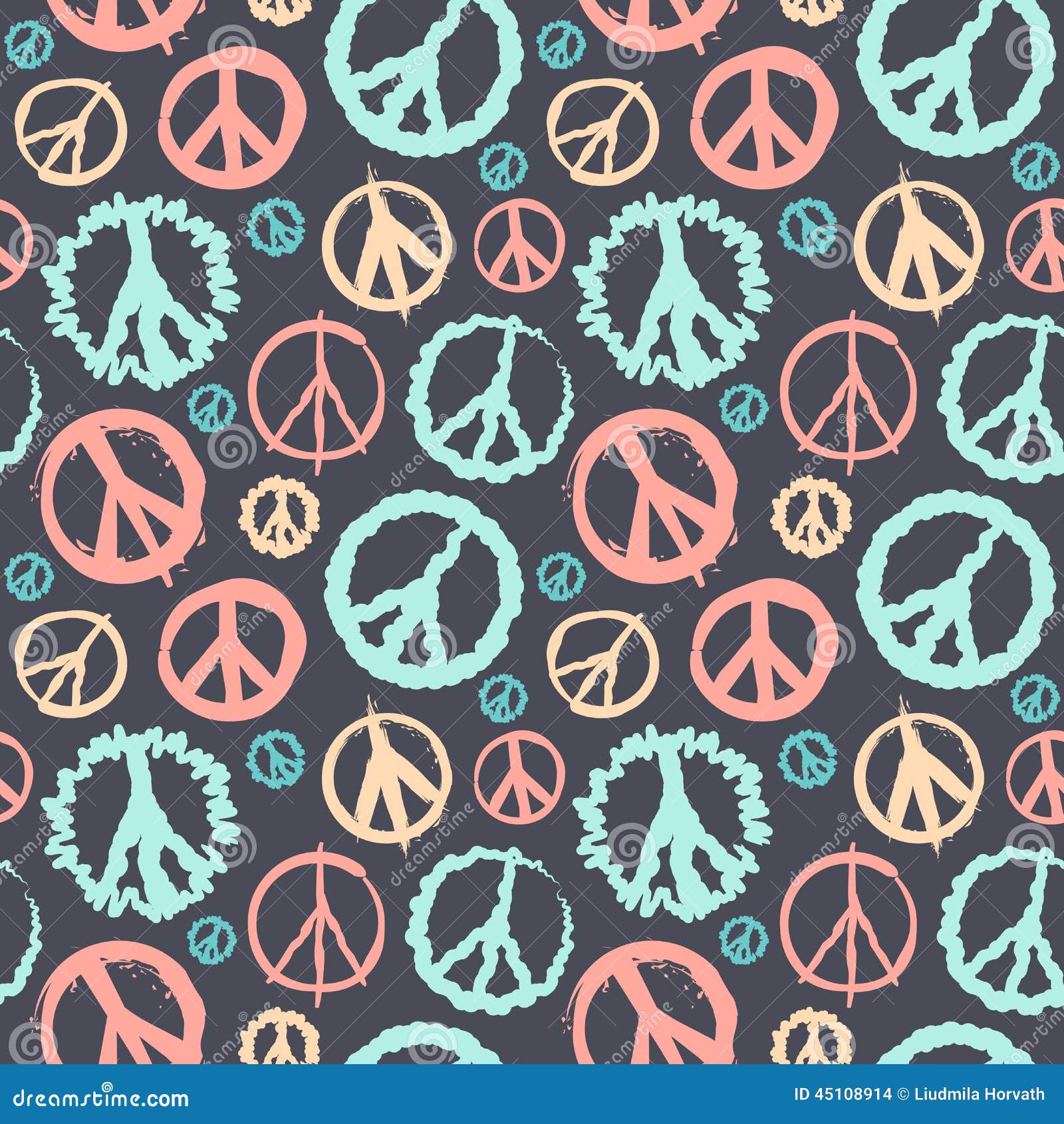 Retro Peace Symbol Seamless Stock Vector - Illustration of isolated ...