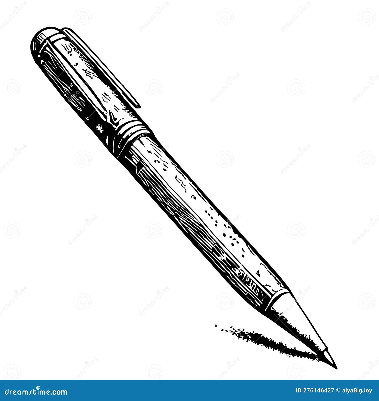 Retro Pen Hand Drawn Sketch Vector Illustration Write Stock ...