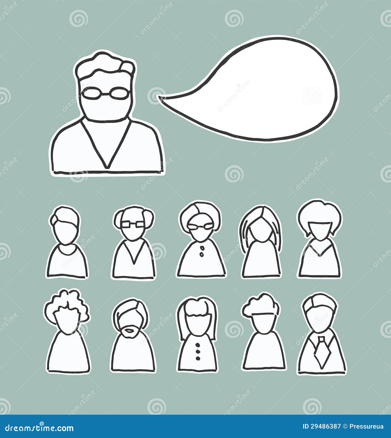Retro People Icons with Speech Bubble Stock Vector - Illustration of ...
