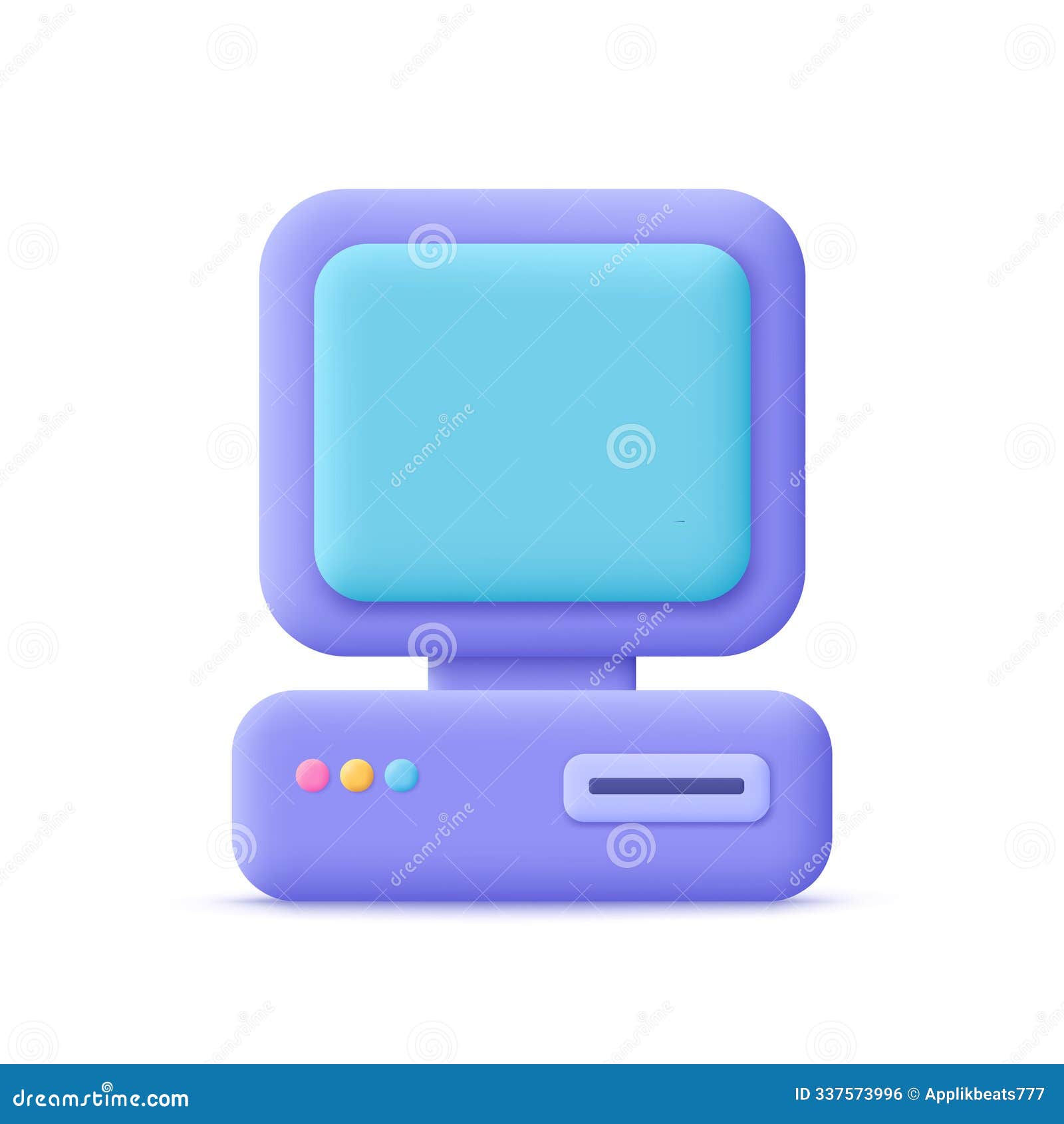 Retro Personal Computer with System Unit and Monitor Display. 3d Vector ...