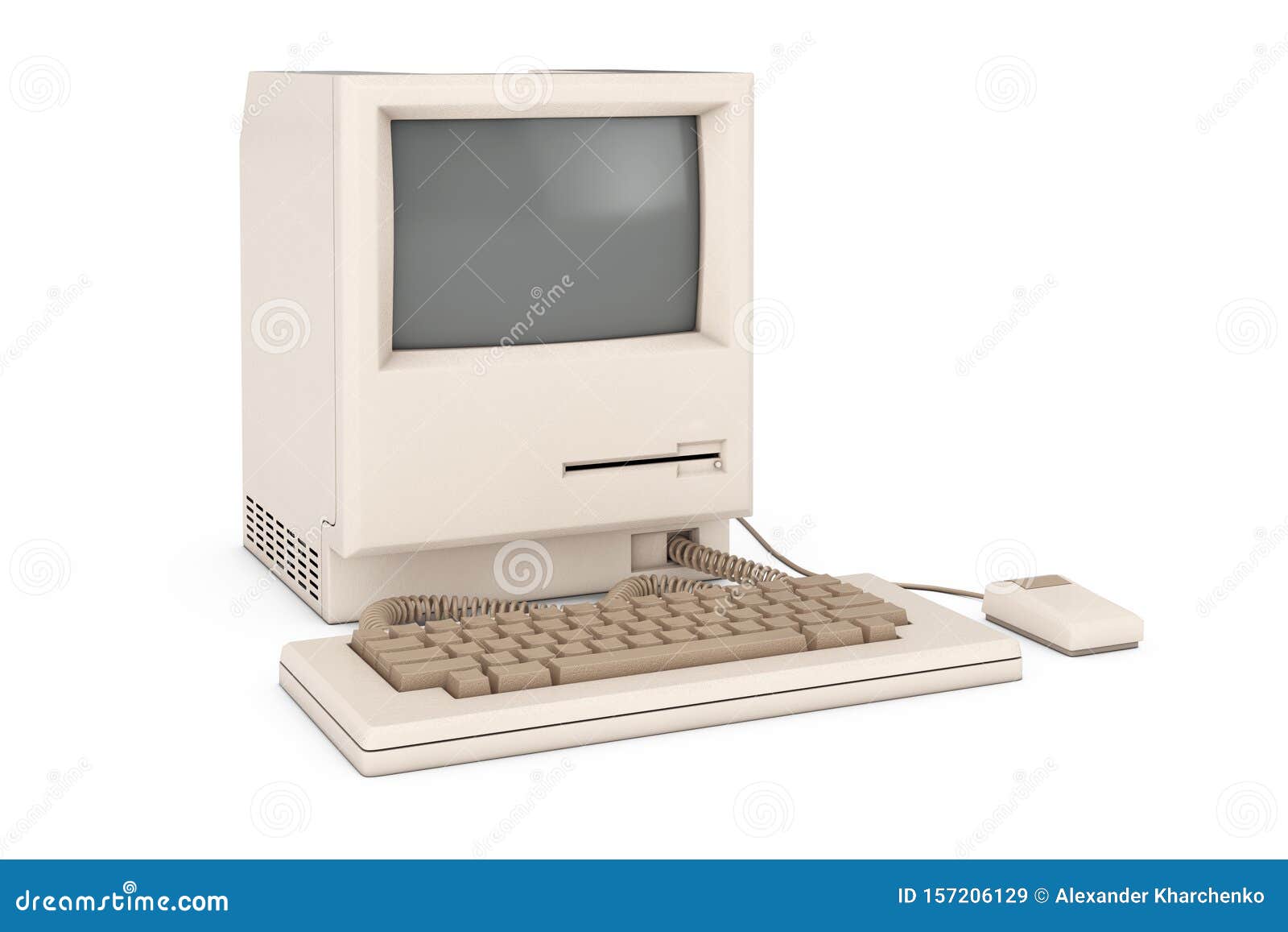 Retro Personal Computer The System Unit Monitor Keyboard And Mouse