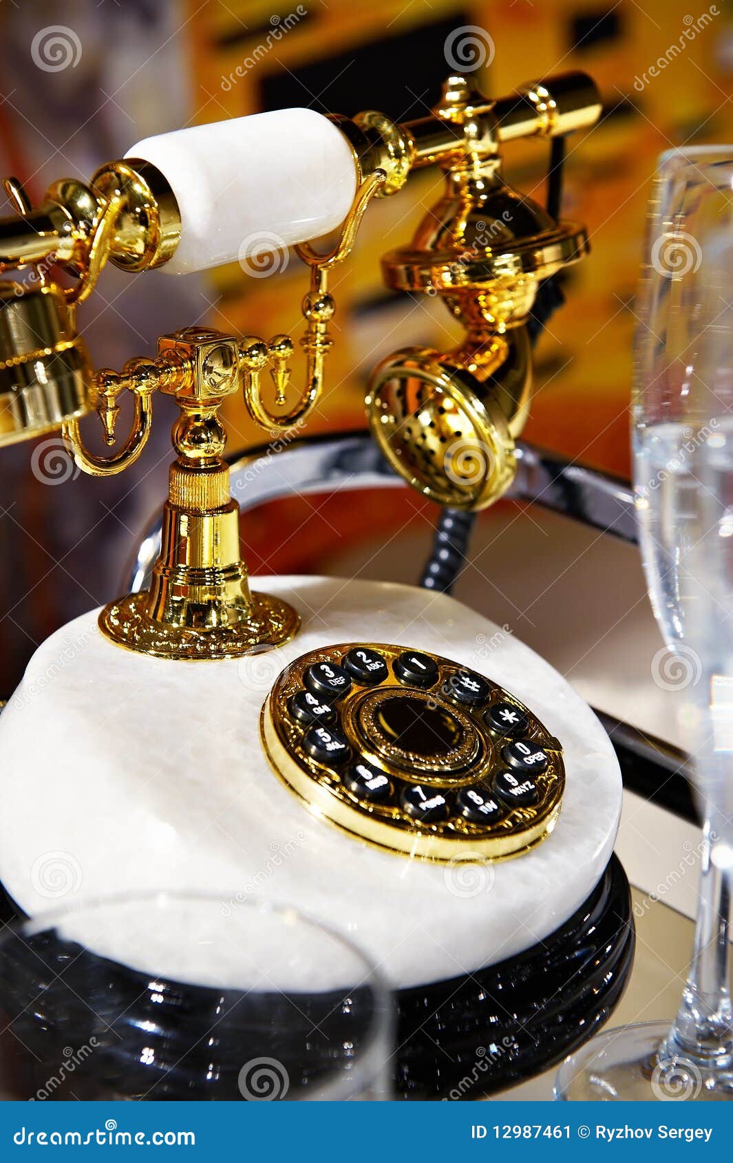 Retro Phone of Gold and Stone Stock Image - Image of inspiration, glass ...