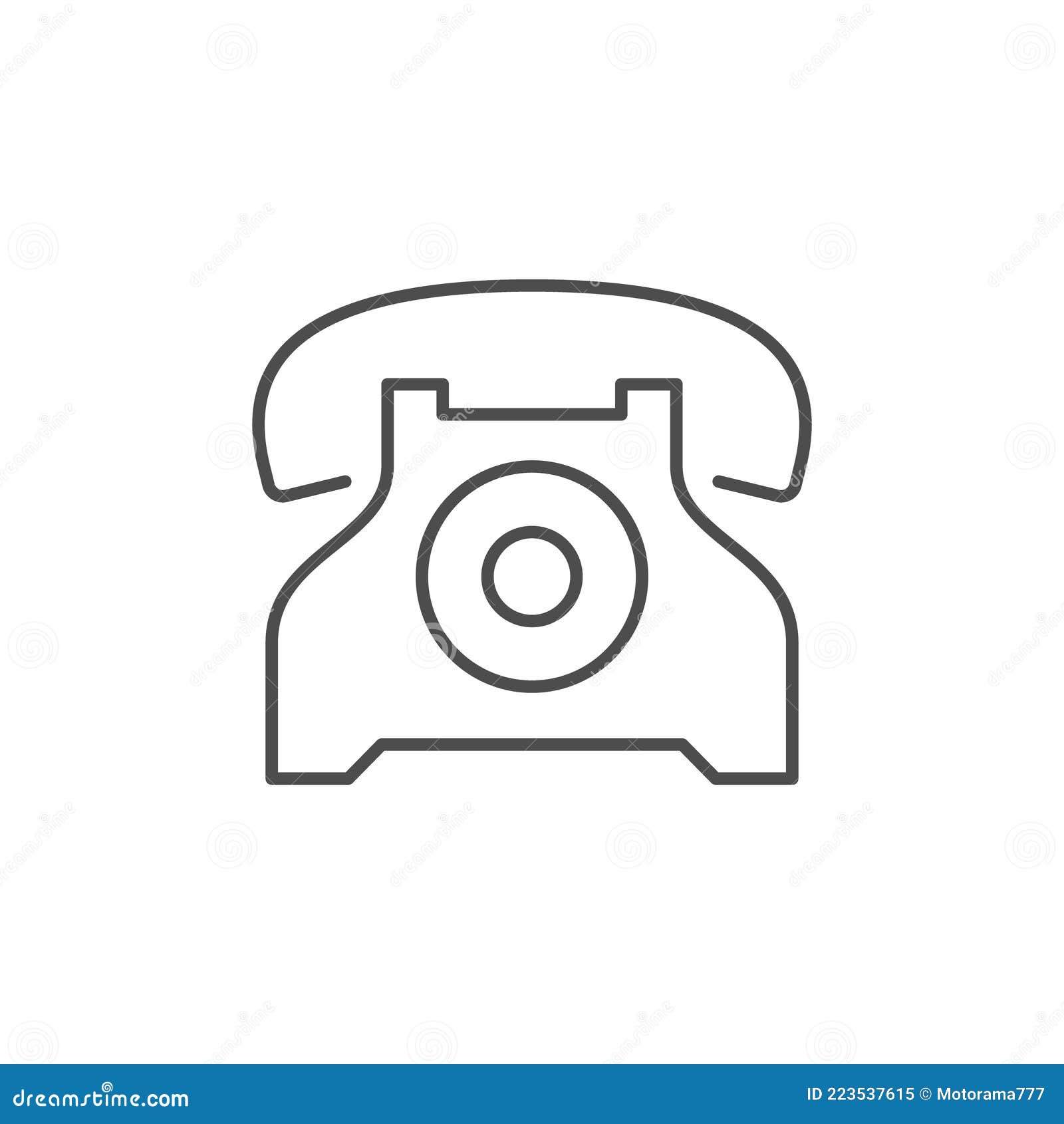 Retro Phone Line Outline Icon Isolated on White Stock Vector ...