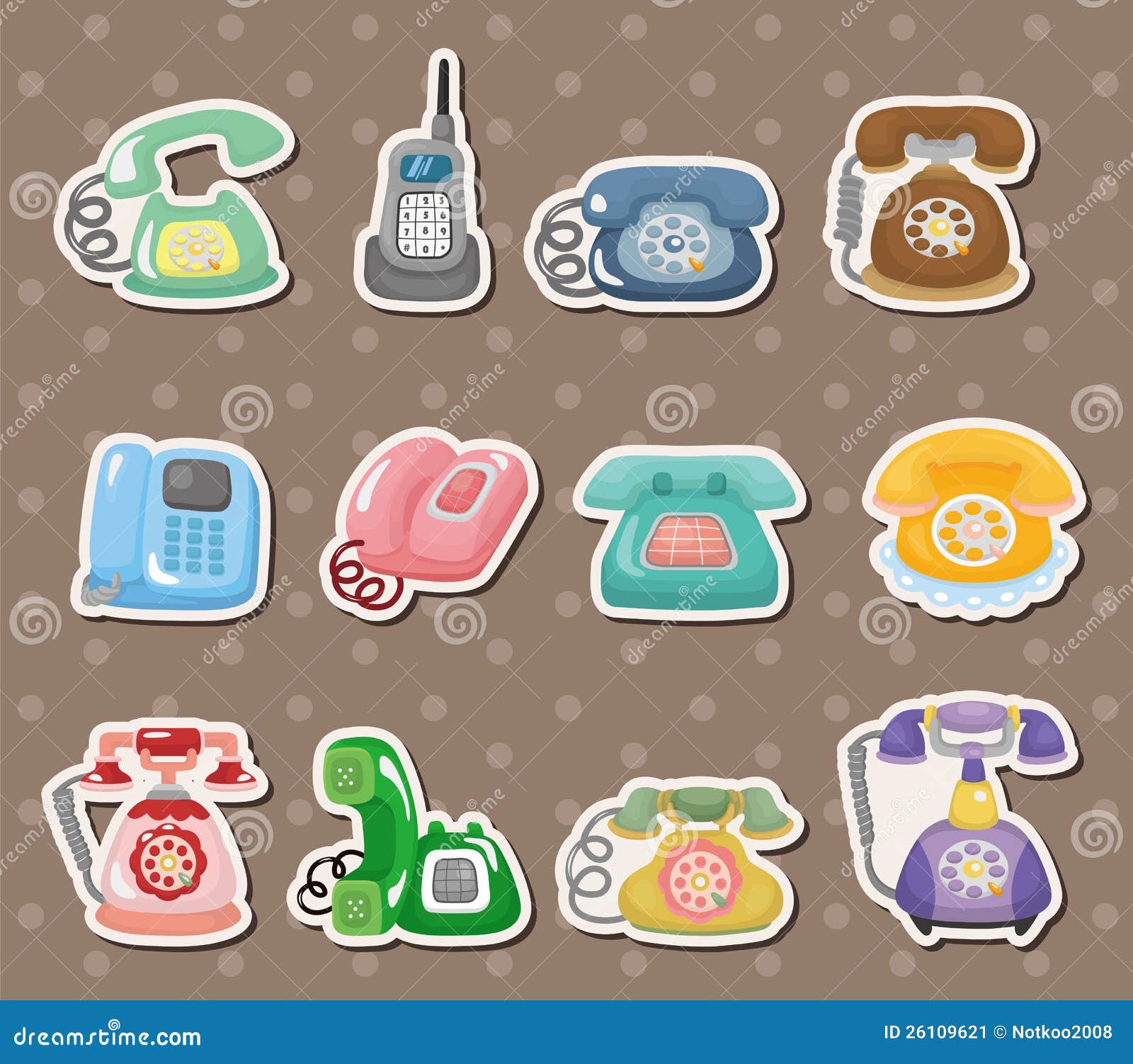 Retro phone stickers stock vector. Illustration of electronic - 26109621