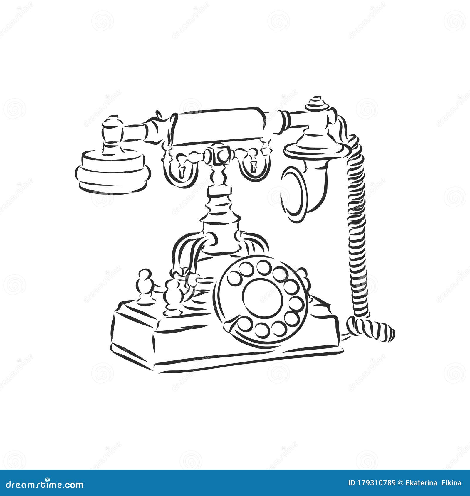 Retro Phone, Vintage Object, Vector Sketch Illustration Stock ...