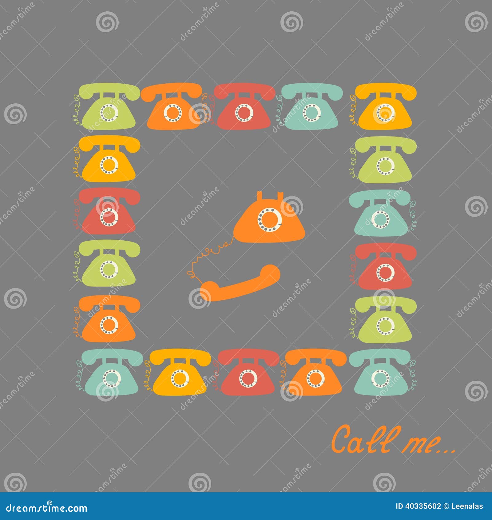 Retro phones card stock vector. Illustration of postcard - 40335602