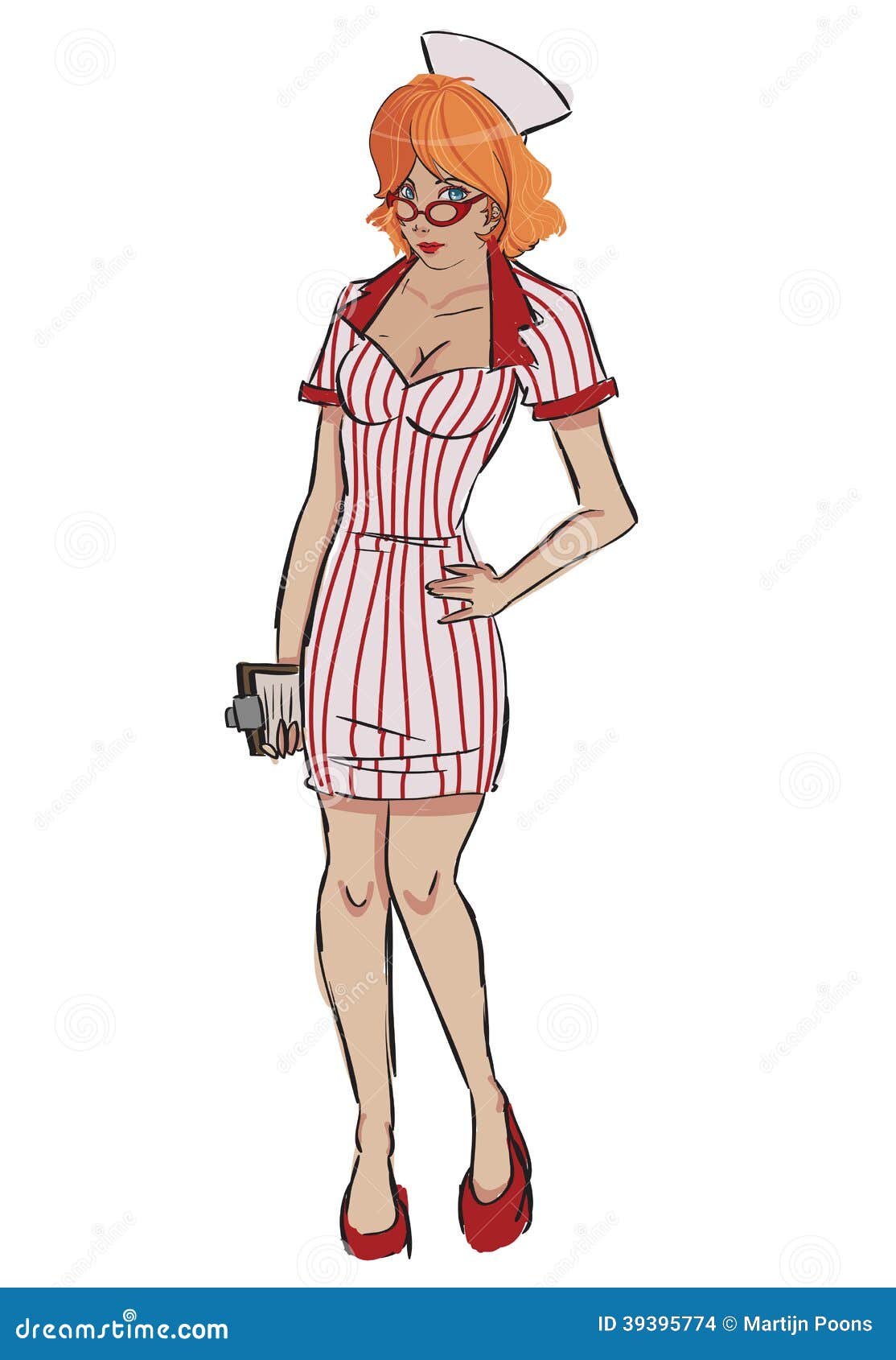 Retro pin up nurse stock vector. Illustration of female - 39395774