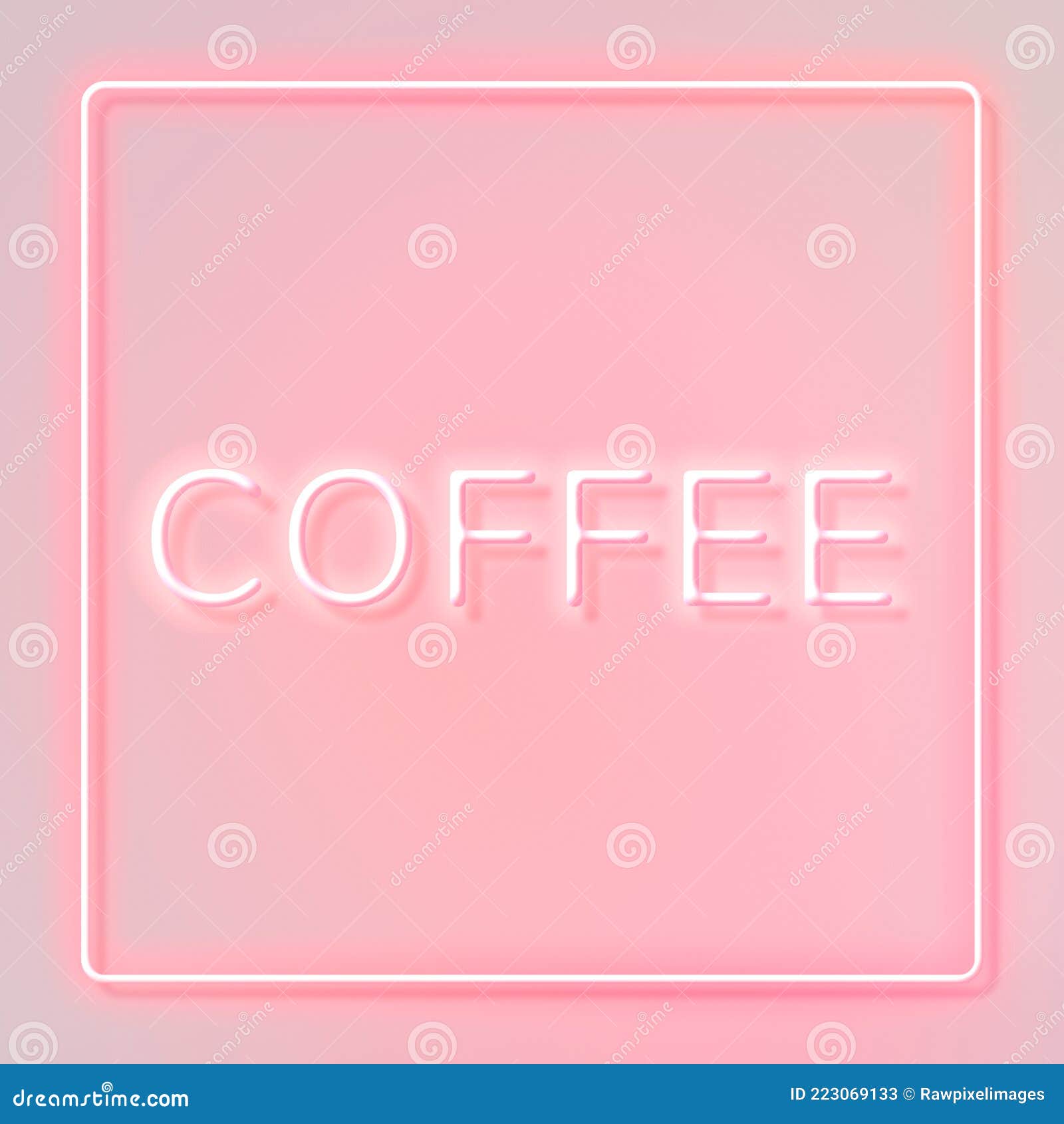 Retro Pink Coffee Frame Neon Border Lettering Stock Illustration ...