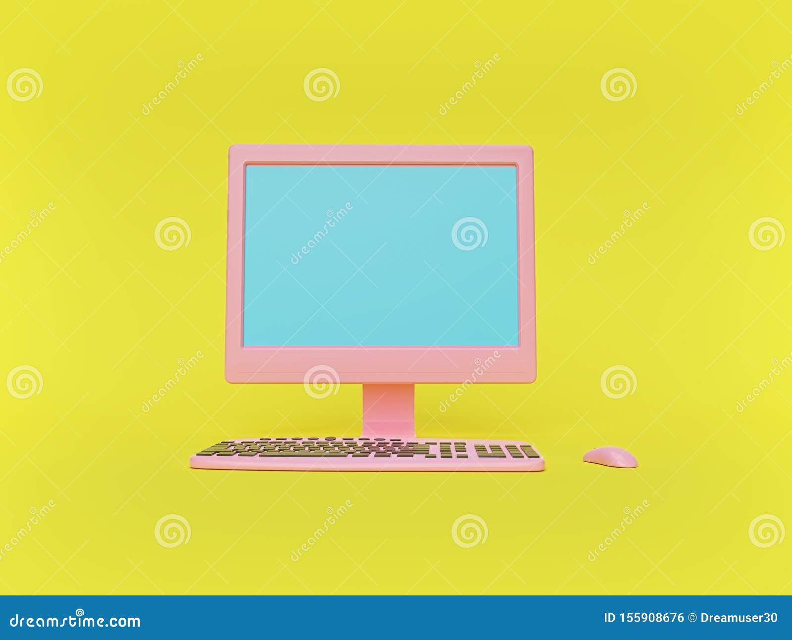 Retro Pink Computer. Minimal Technology Concept. 3d Rendering Stock ...