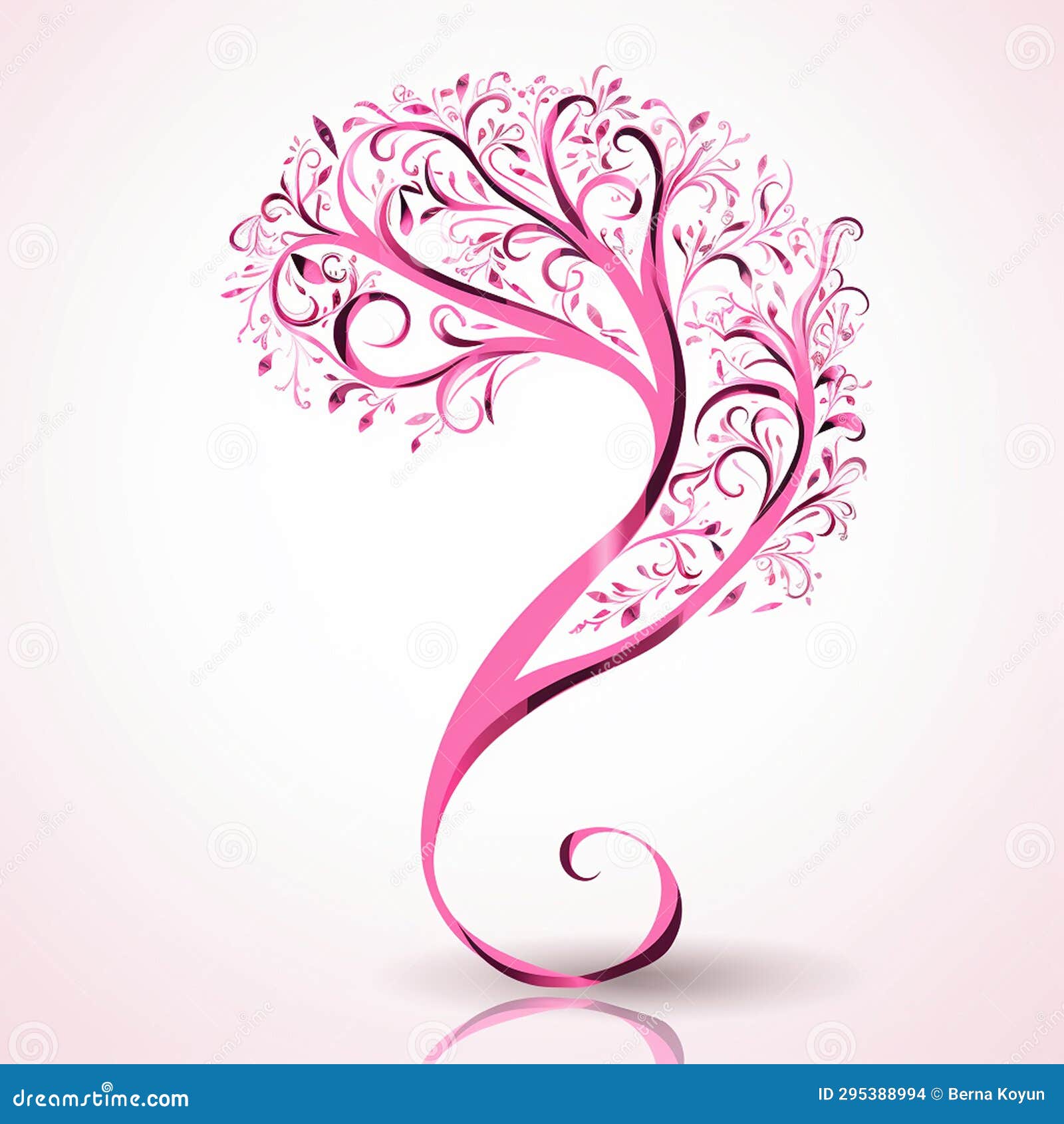 Retro Pink Ribbon Isolated on White a Nostalgic and Iconic Design Stock ...