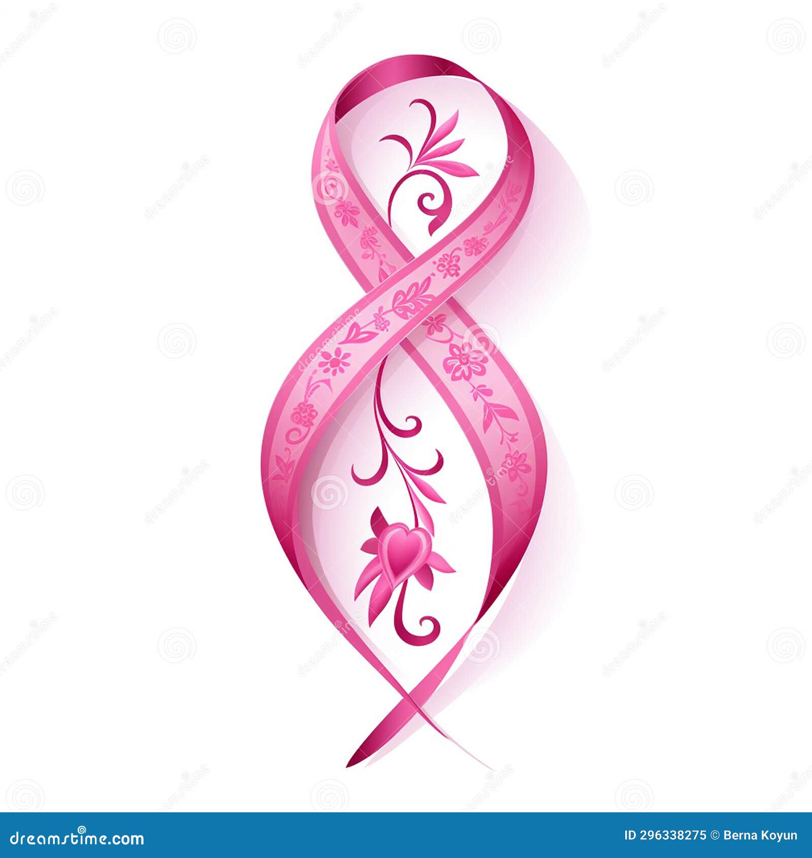 Retro Pink Ribbon for Unity and Strength Stock Illustration ...