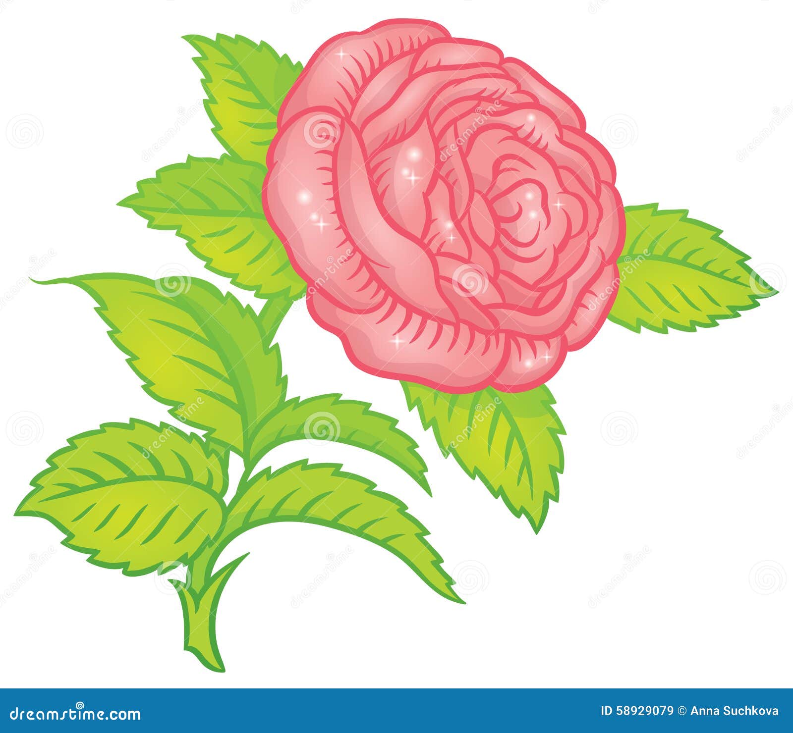 Retro Pink Roses in Classic Style Stock Illustration - Illustration of ...