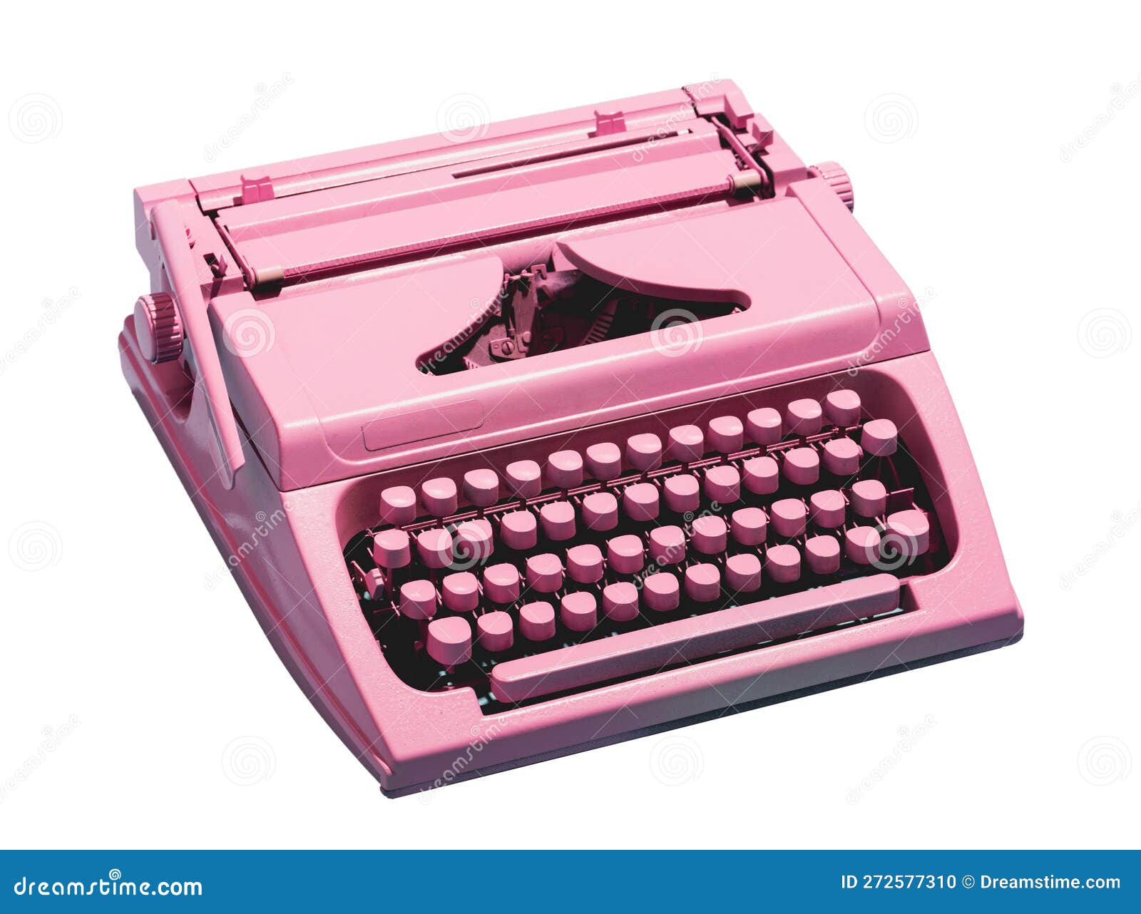 Retro Pink Typewriter Isolated on White Stock Photo - Image of isolated ...