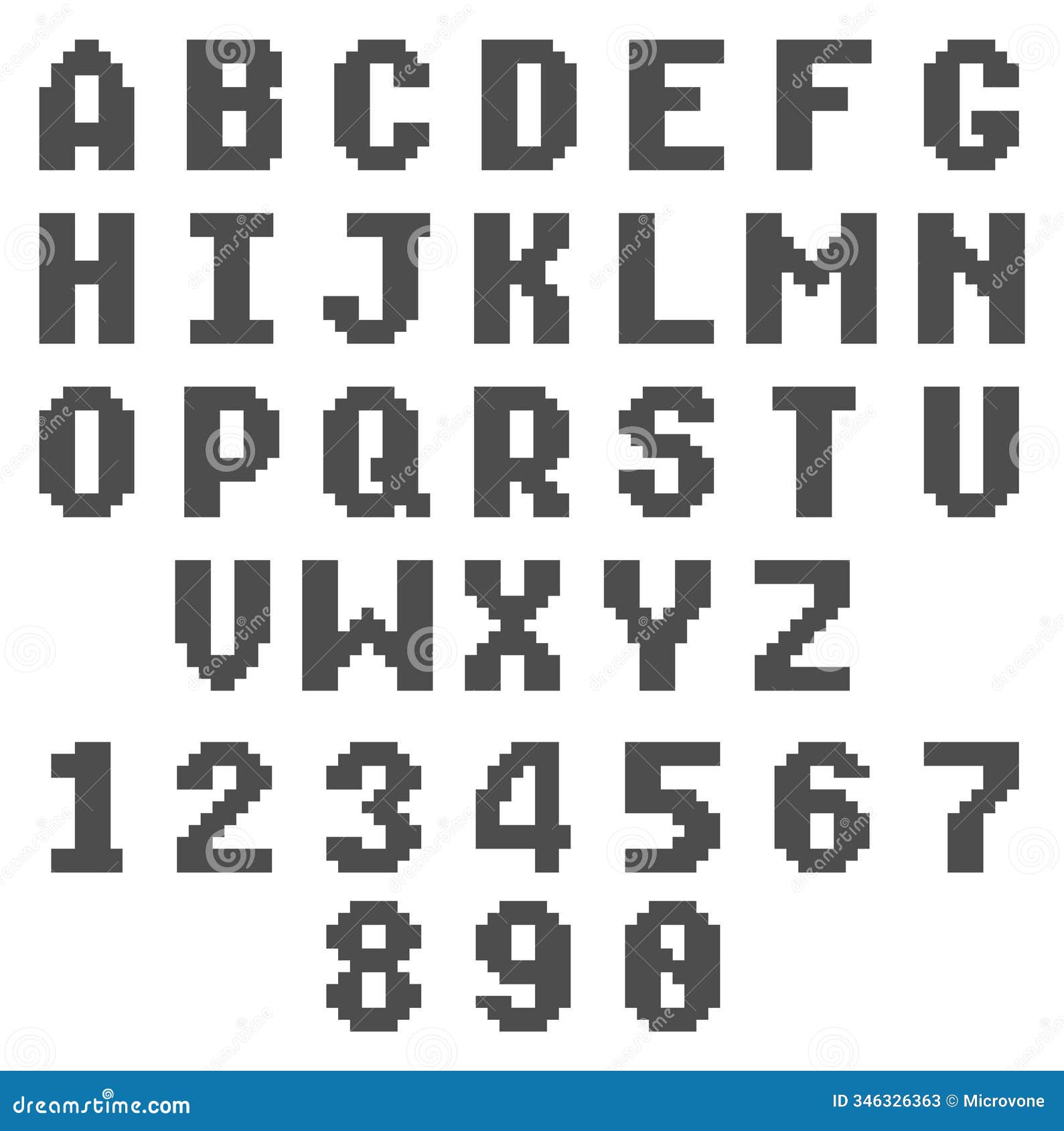Retro Pixel Font. 8 Bit Arcade Game Letters Numbers And Punctuation ...
