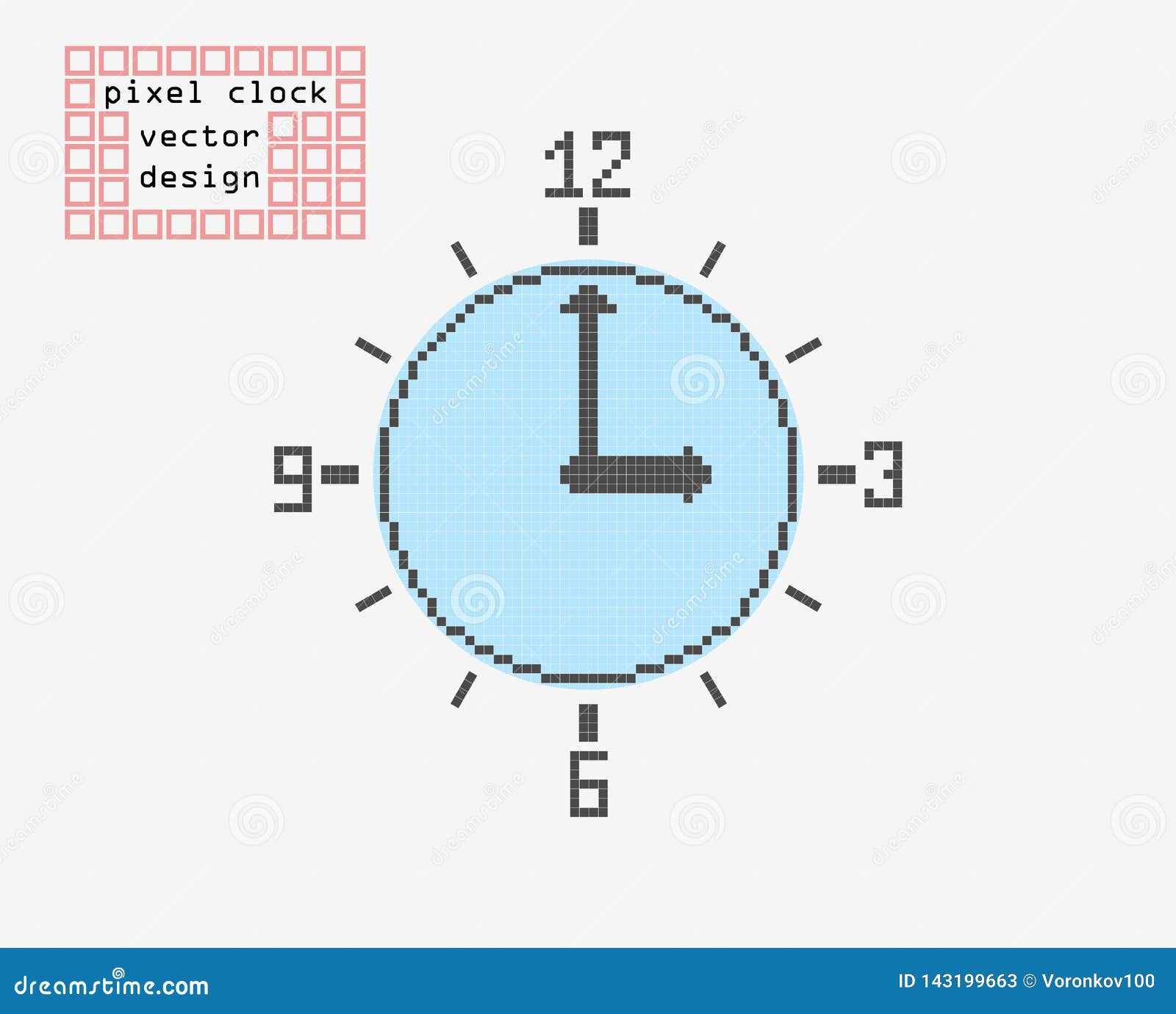 Retro Pixel Clock. Flat Style Vector Icon Stock Vector - Illustration ...