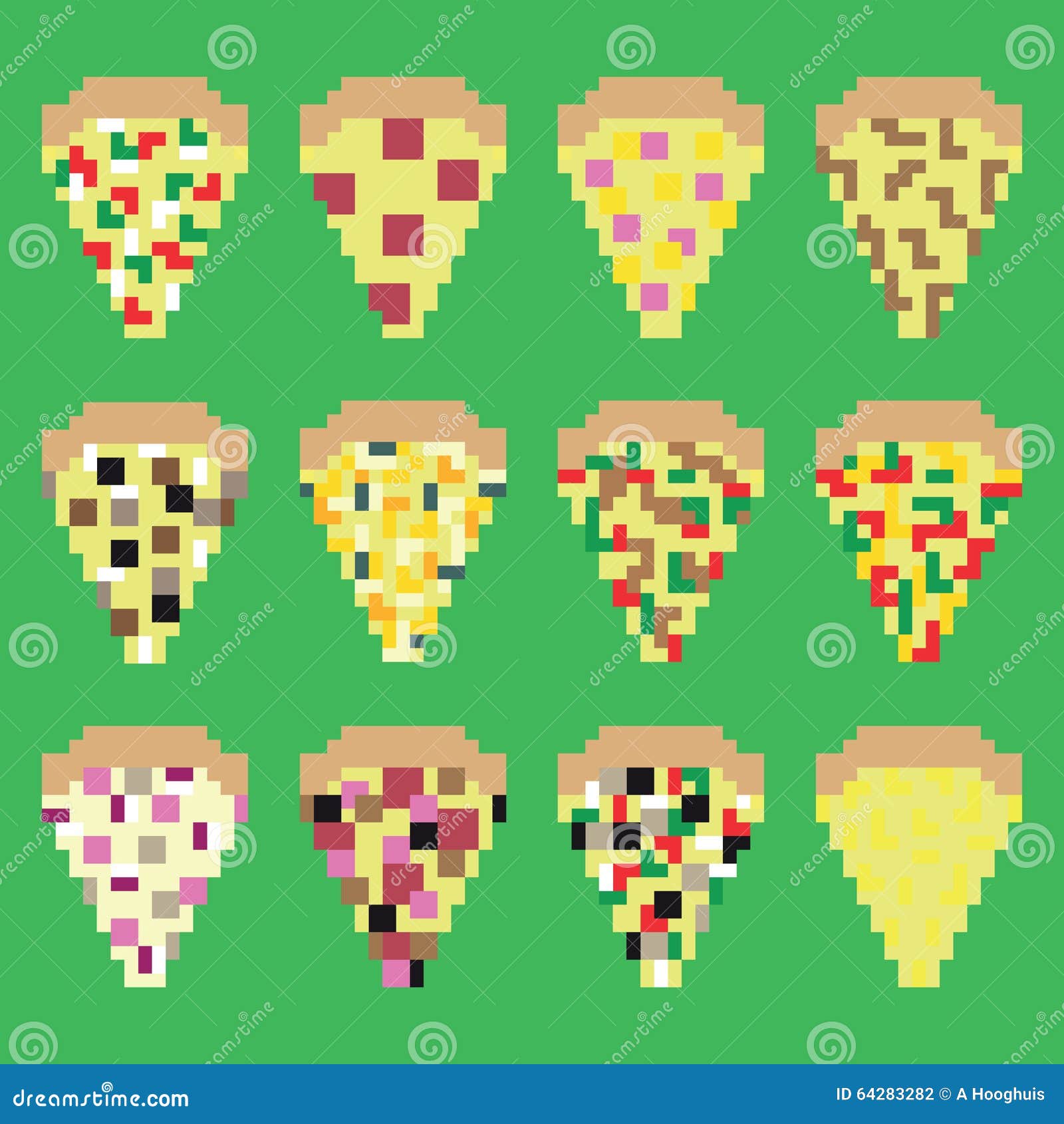 Pixel Art Pizza Slice Icon. Delicious Pizza In 8 Bit Retro Style. Game ...