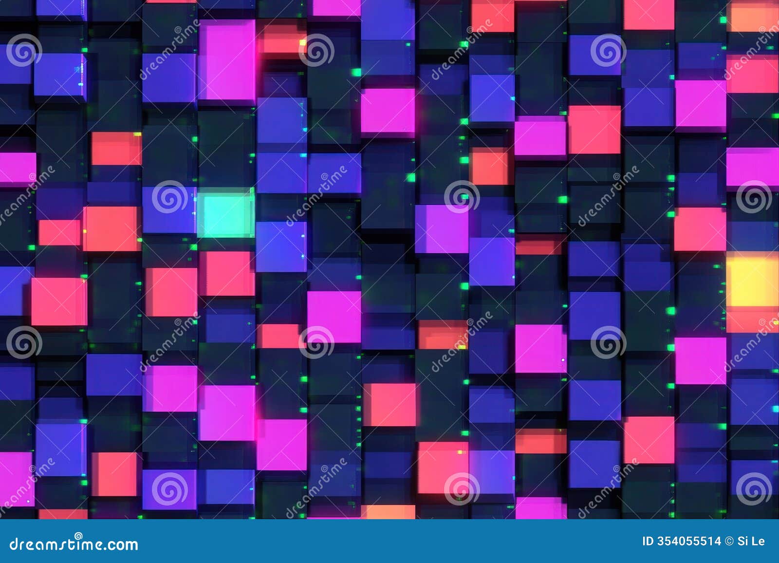 Retro Pixelated Neon Game Glitch Texture with Animated Square Tiles ...